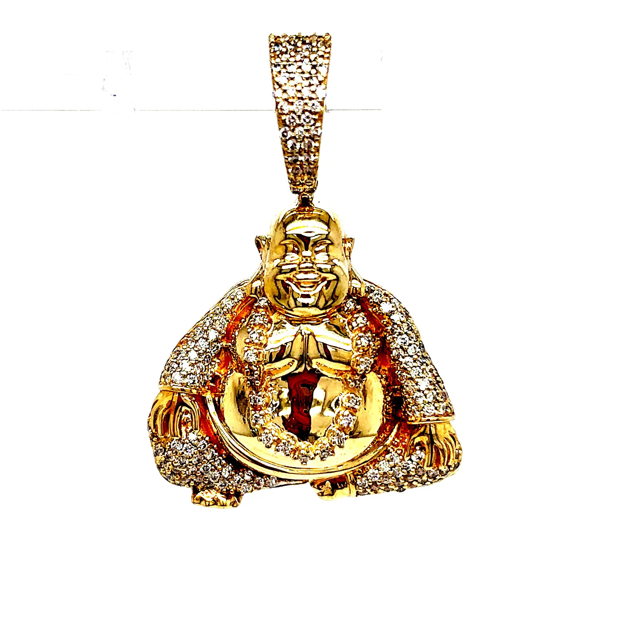 14k Yellow Gold 3D Diamond Buddha Pendant – D-Town Customs